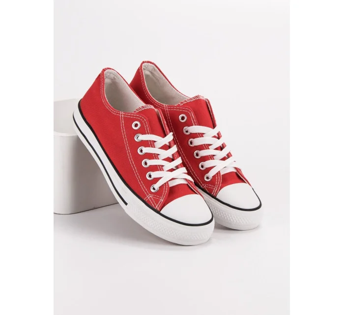 Pekné červené tenisky dámske bez podpätku - Luxusná bielizeň.cz