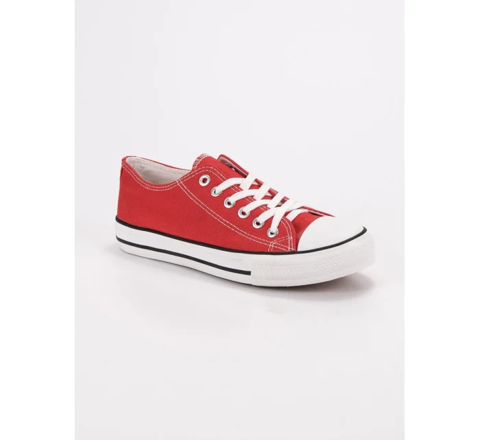 Pekné červené tenisky dámske bez podpätku - Luxusná bielizeň.cz