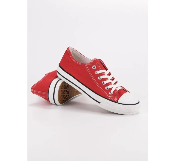 Pekné červené tenisky dámske bez podpätku - Luxusná bielizeň.cz